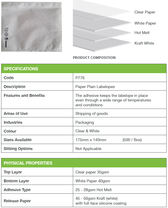 Eco Paper Plain Labelopes A6+ 175x140mm (box of 500) – r3pack