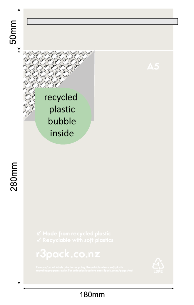Recycled Bubble Courier Bag A5 180x280mm (pack of 100) – r3pack
